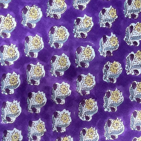 Purple Flower Indian Block Print Cotton – Evanston Stitchworks