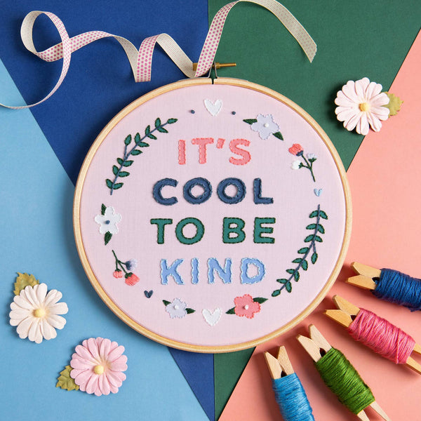 Cool To Be Kind Embroidery Kit – Evanston Stitchworks